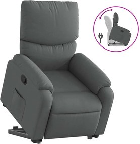 Zvedací polohovací křeslo tmavě šedé textil 3204825
