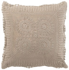 Béžový bavlněný polštář s krajkou Lace taupe - 42*12*42cm