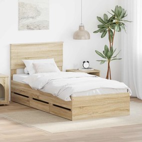 Rám postele s čelo Sonoma dub 100 x 200 cm Inženýrské dřevo 3408014