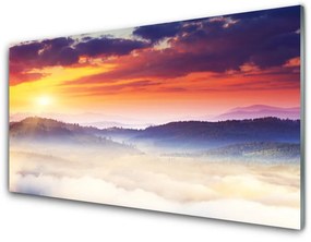 Obraz na skle Hora Slunce Krajina 125x50 cm