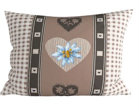 Polybavlněný povlak na polštář HEART RETRO POLY 70x90 cm, hnědý