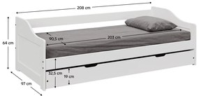 Postel s výsuvnou přistýlkou Lusid (bílá) . 1064006