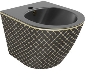 Mexen Lena závěsné bidet, černý mat/zlatý mřížkový vzor - 35224879