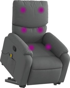 Zvedací masážní polohovací křeslo tmavě šedé textil 3204837