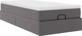 Osmanský rám postele s matrací šedá 100x200cm umělá kůže 3311024