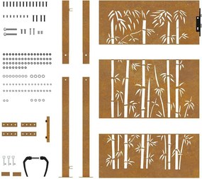 Zahradní brána 100 x 150 cm corten ocel bambusový design 153241