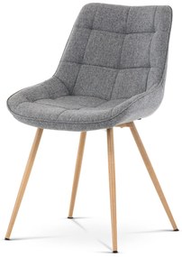 Jídelní židle, potah šedá látka, kovové nohy, 3D dekor dub - CT-394 GREY2