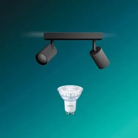 Philips Wyatt černá / Bodové svítidlo / 2x GU10 / 220-240V / kov