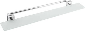 Sapho X-SQUARE - Polička s držákem ručníku, délka 80 cm, mléčné sklo/chrom XQ458