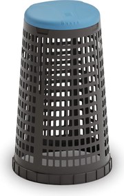 Plastový odpadkový koš na 120 l pytle, černý, modré víko