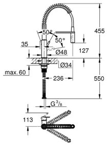 Grohe Get Dřezová baterie s flexibilním ramenem a sprškou, chrom 30361000