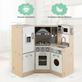 Costway Rohová kuchyňka rohová hrací kuchyňka se zvukovou a světlou dětskou