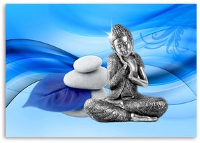 Obraz na plátně Buddha Stone modré pozadí - 60x40 cm