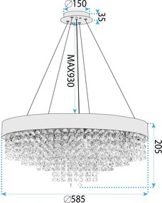 Toolight Závěsné stropní osvětlení APP1786-16CP 60 cm chrom