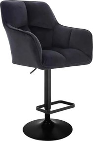 LuxuryForm DESIGN Barová židle AMALFI VELUR na černé kulaté podstavě - černá