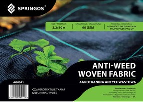 Agrotextilie proti plevelu 3,2m x 10m, extra pevná, černá SPRINGOS AG0031