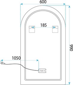 Rea Rea, Zrcadlo LED 90x60cm TOP-1, HOM-01520