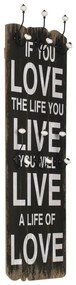 Nástěnný věšák na kabáty LOVE LIFE s 6 háčky 120 x 40 cm 245853