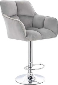 LuxuryForm DESIGN Barová židle AMALFI VELUR na stříbrné kulaté podstavě - světle šedá