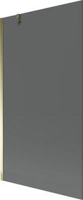 Mexen Next, vanová zástěna 1-křídlová 100 x 150 cm, fixní křídlo, 6 mm šedé sklo, zlatý profil, 895-100-000-00-40-50