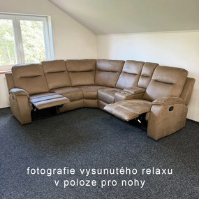 Sedací souprava MALAGA | 248x276 cm | UNIVERZÁLNÍ levá i pravá | s FUNKCÍ RELAX | hnědá látka  | EXTRA POHODLNÉ