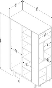 Designová šatní skříň s otevřeným regálem BASIC bílá