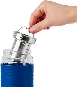 Emsa Tea Mug modrá / Termohrnek na čaj / 420 ml / dvoustěnné sklo