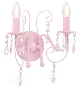 Nástěnná lampa s korálky růžová 2 x žárovka E14,  281592