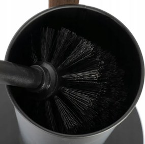 Erga Aurora Black, toaletní WC kartáč s dřevěným držákem na WC papír na postavení 19x19x72,5 cm, hnědá-černá, ERG-SEP-1004SEPSTLUNA
