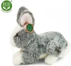 RAPPA Plyšový králík ležící bílo černá 23 cm / ECO-FRIENDLY / od 0 měs