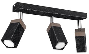 Bodové svítidlo Solo Sawn, 3x dřevěné/černé kovové stínítko, b