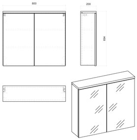 Koupelnová závěsná skříňka BALI bílá se zrcadlem 80 cm