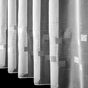 Rand voálová záclona 29949-2B šedé čtverečky, s olůvkem, bílá, výška 280cm ( v metráži)