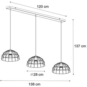 Průmyslové závěsné svítidlo černé 3-světlo - Hanze