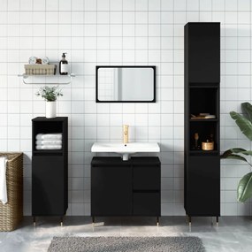 Koupelnová skříňka černá 30 x 30 x 190 cm kompozitní dřevo - Default Title