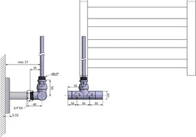 Sapho Mono One připojovací sada ventilů jednobodová rozteč 50 mm černá mat CP2052BS