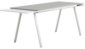 Kancelářský psací stůl LAYERS, výsuvná prostřední deska, 170 cm, bílá / šedá