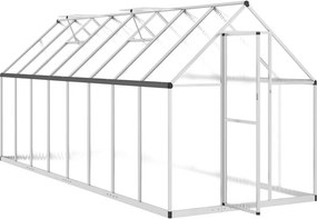 Skleník s podkladovým rámem stříbrný 445 x 169 x 195 cm hliník 3266332