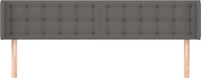 Čelo postele typu ušák šedá 203 x 16 x 78/88 cm umělá kůže 3118880