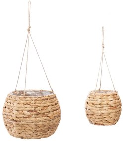 ZÁVĚSNÝ KVĚTINÁČ Z MOŘSKÉ TRÁVY AYA NATURAL 26X18,5 CM+16X15 CM HNĚDÁ
