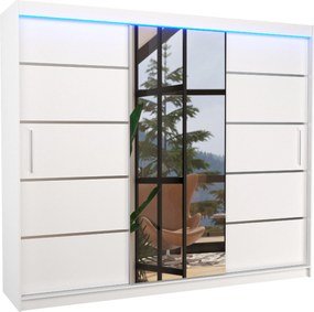 ADRK Furniture Posuvná skříň se zrcadlem a LED osvětlením SALTO 250 SW-SAL-W-250+L-V392