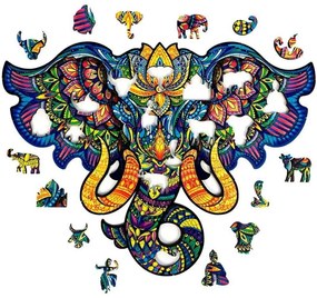 Puzzle dřevěné, barevné - Posvátný Slon