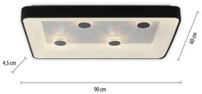 LED stropní svítidlo Vertigo, CCT, 90x60 cm, černá