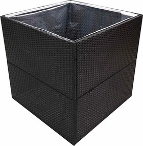 Zahradní truhlík černý 80 x 80 x 80 cm polyratan 319173