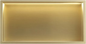 Rea Rea, LED polička na zapuštění 60x30x10 cm, 12W, 3000K, zlatá matná, REA-08543