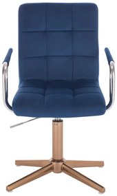 LuxuryForm Židle VERONA VELUR na zlatém kříži - modrá