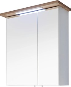 XXXLutz ZRCADLOVÁ SKŘÍŇKA, bílá, barvy dubu, 60/72/20 cm Xora - Zrcadlové skříňky - 001977018008