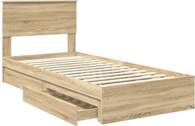 Postel s úložným prostorem se zásuvkou Sonoma dub 90 x 190 cm 3408496