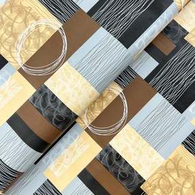 Ubrus PVC DC-225 – Moderní geometrie hnědá (různé velikosti)