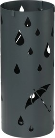 HOMCOM Stojan na deštníky s 4 háčky a odnímatelnou miskou na vodu, Ocelový Ø17 x 41 cm, Tmavě šedý | Aosom